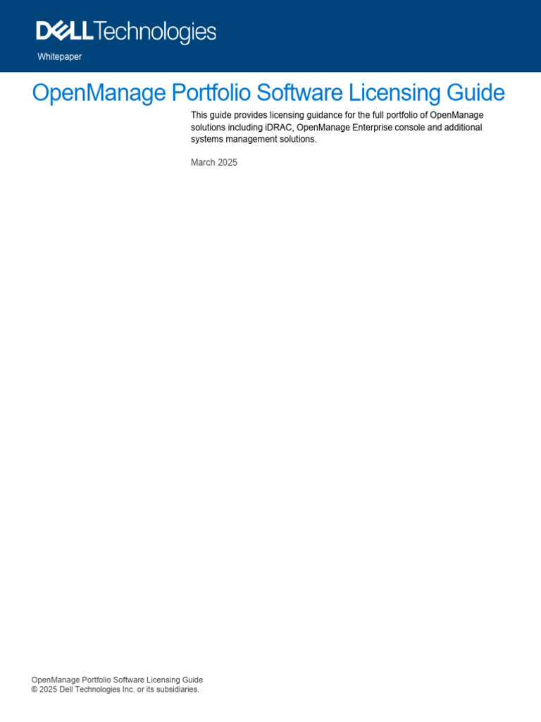 Openmanage Portfolio Software Licensing Guide | PDF | Dell | Server ...