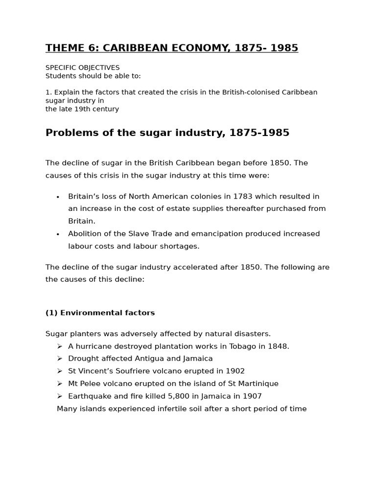 Problems of The Sugar Industry in The British Cariibbean | PDF | Cuba ...