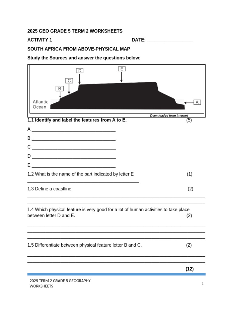 2025 Grade 5 Term 2 Geography Worksheets | PDF | Hydrology | Physical ...