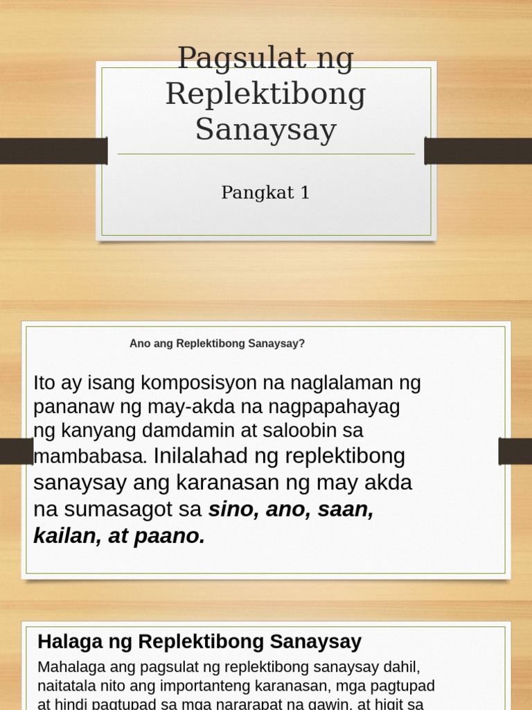 Pagsulat NG Replektibong Sanaysay | PDF