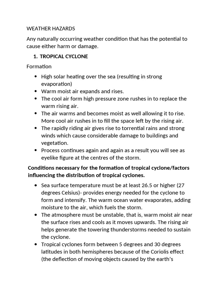 Geography Weather Hazards Notes' | PDF | Tropical Cyclones | Hail