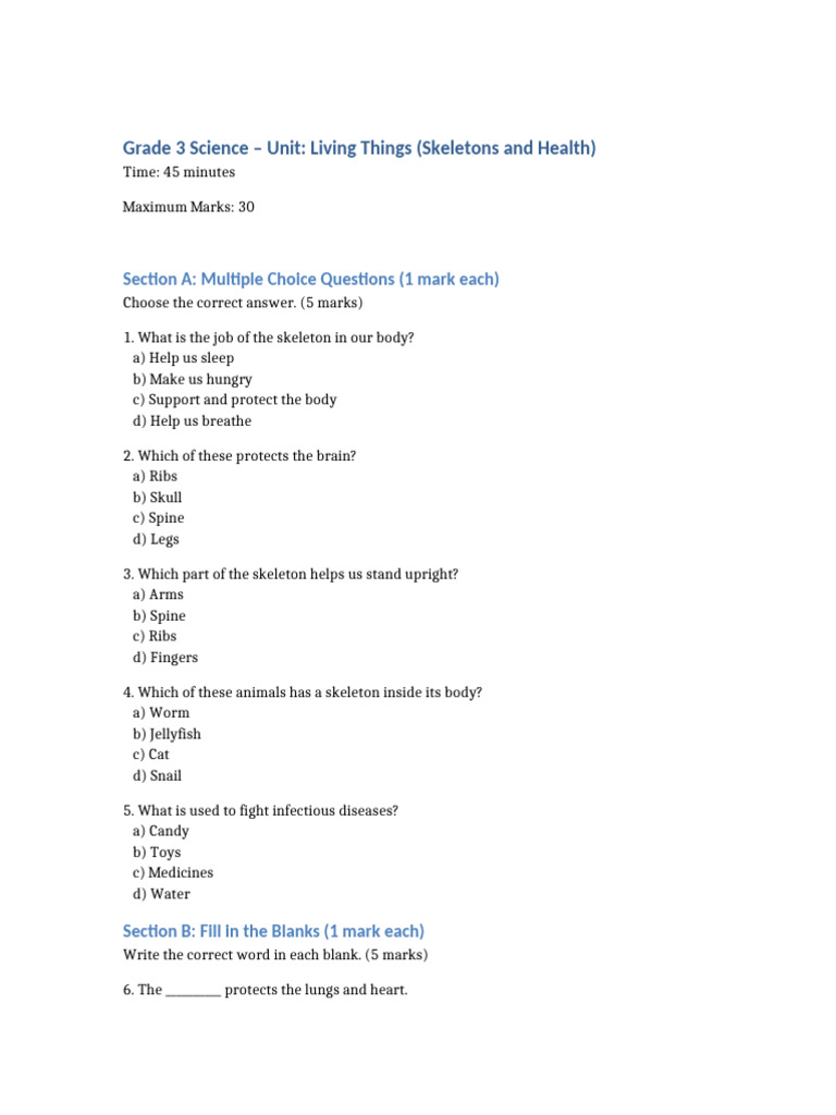 Grade 3 Science: Living Things Quiz | PDF