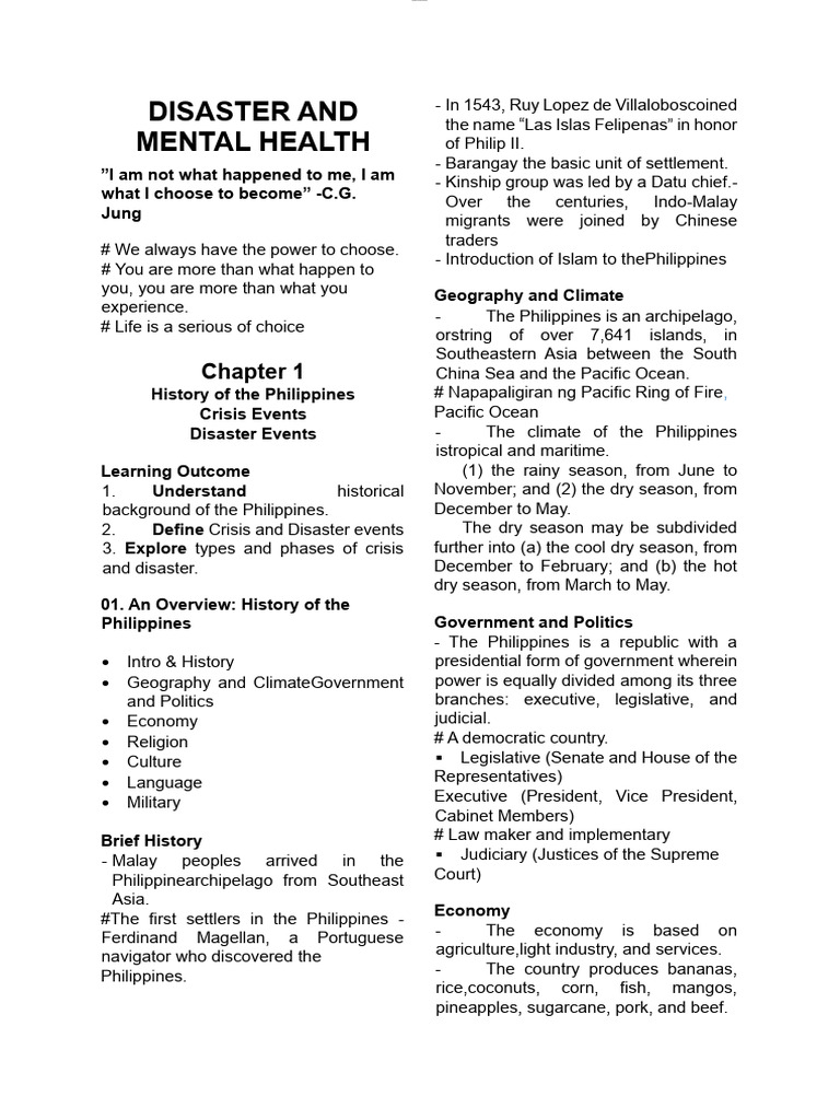 Disaster and Mental Health Reviewer | PDF | Natural Disasters | Psychological Trauma