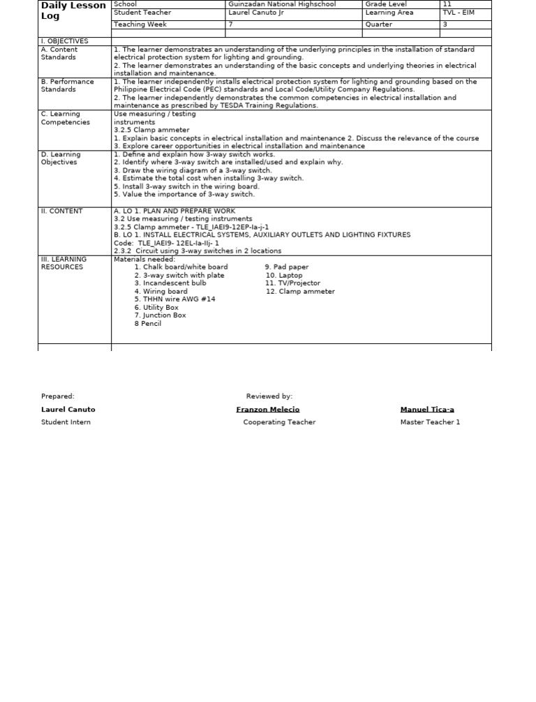 3-Way Switch DLP 3rd Quarter | PDF | Electrical Wiring | Lighting