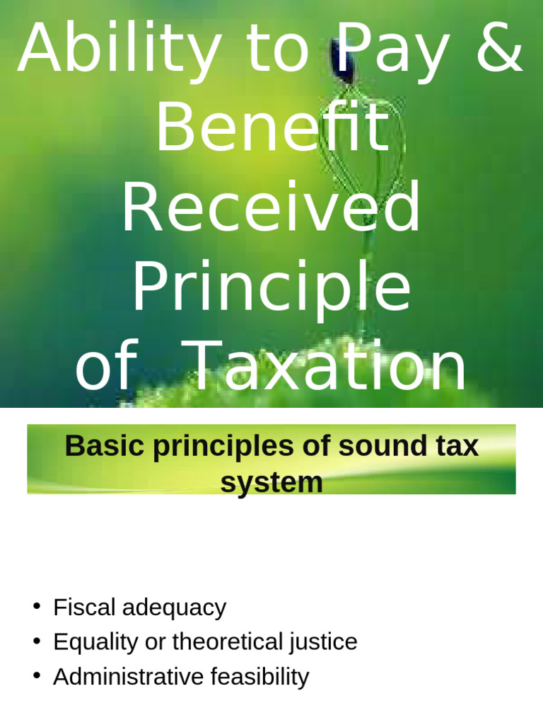 Ability To Pay Principle of Taxation | PDF