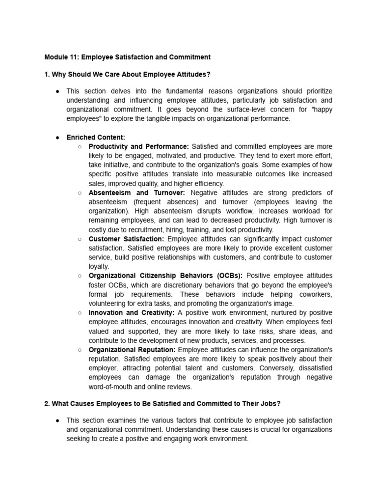 Module 11 - Employee Satisfaction and Commitment | PDF | Job ...