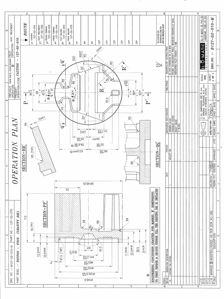 Piston 350 Casting Drawing | PDF