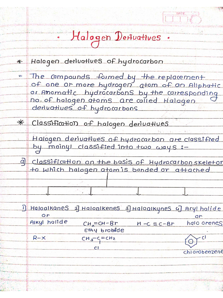 Class 12th Halogen Derivatives | PDF
