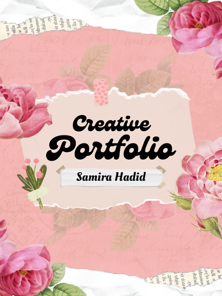 Pink Vintage Scrapbook Portfolio Cover A4 Document | PDF