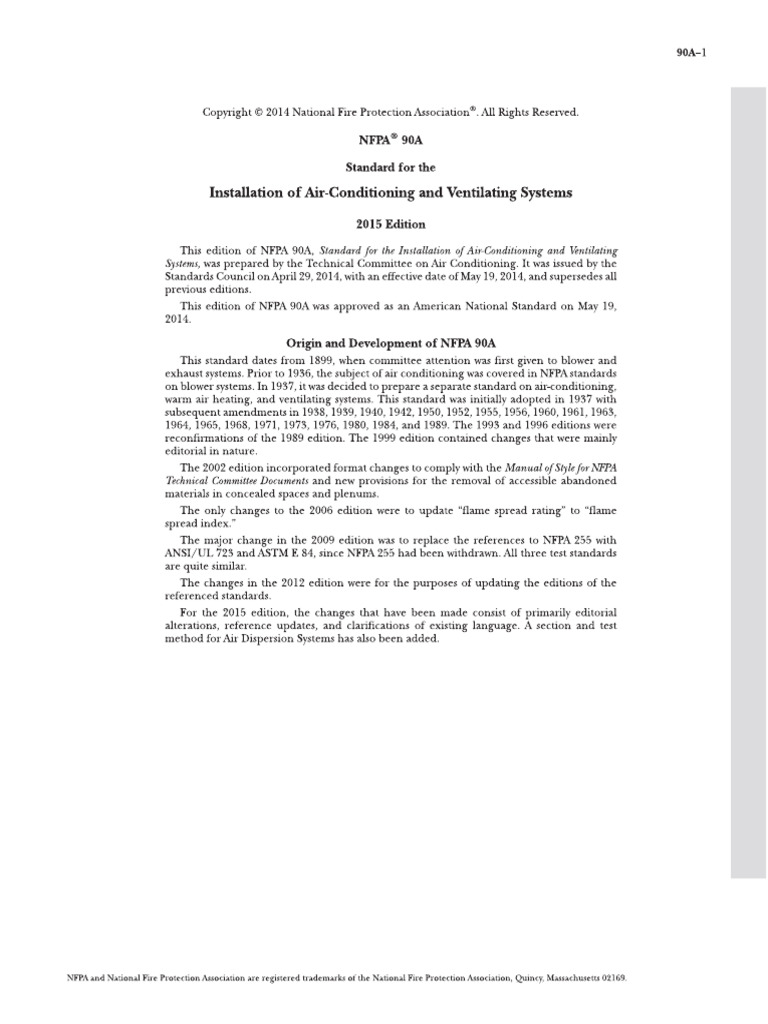 NFPA 90A Standards Overview | PDF