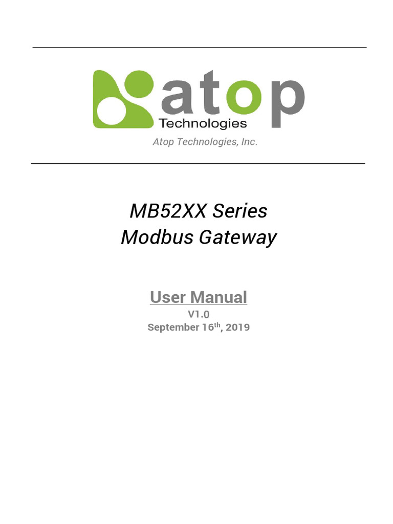 MB52XX Modbus Gateway User Manual | PDF | Ip Address | Computer Network