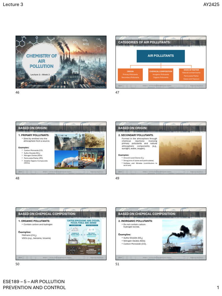 ESE189 Air Pollution Lecture 1 | PDF | Air Pollution | Particulates