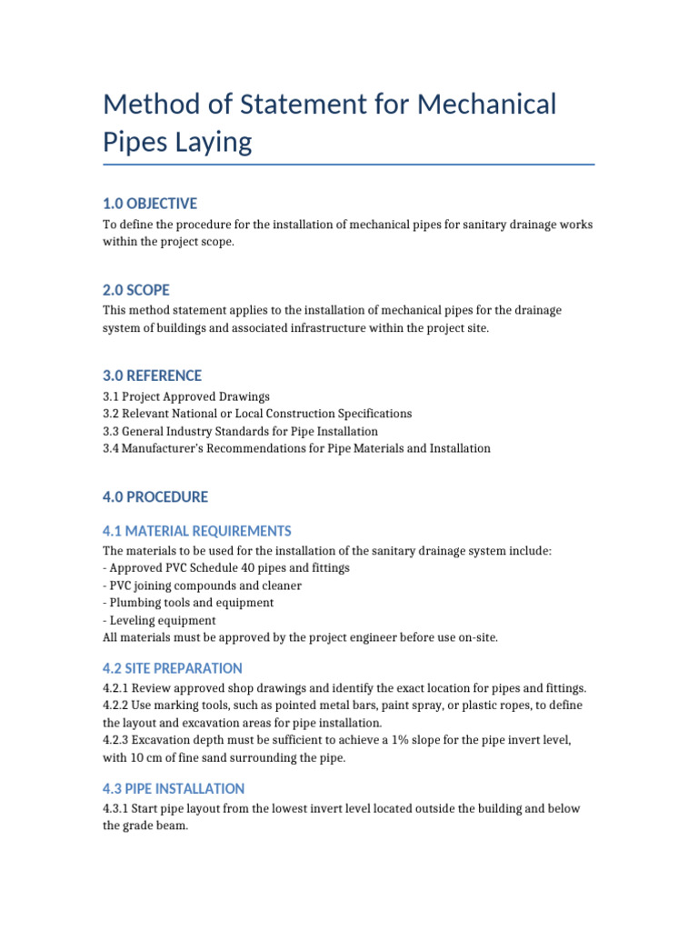 Mechanical Pipe Installation Procedure | PDF | Pipe (Fluid Conveyance ...