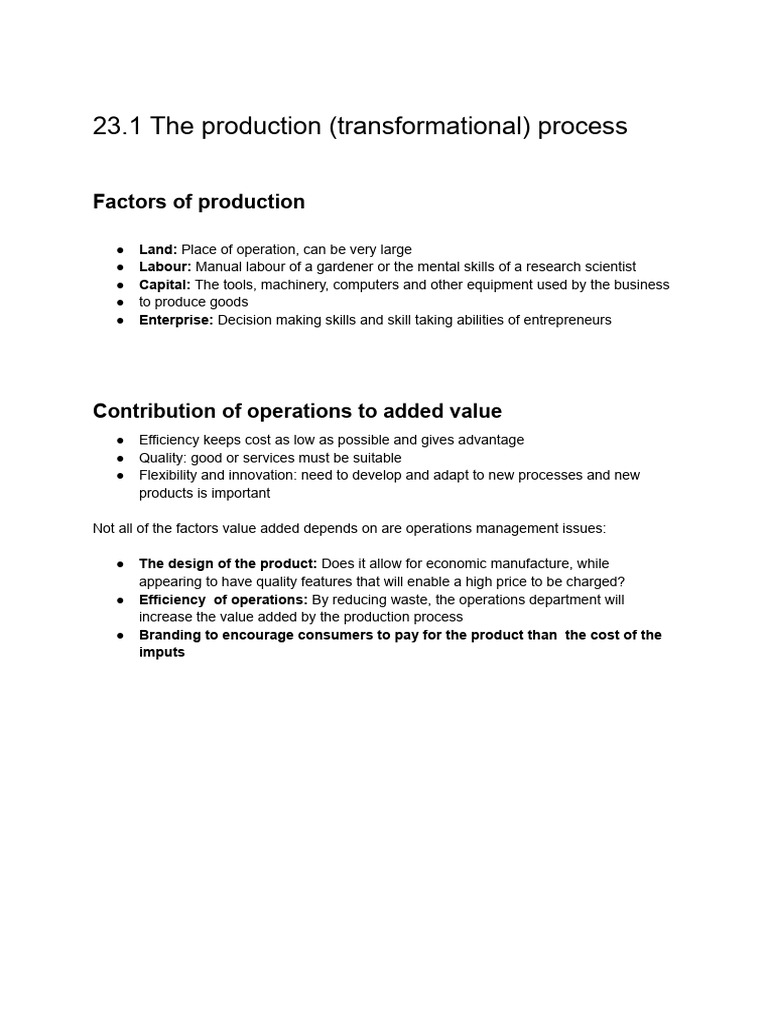 Unit 4 Operations Management | PDF | Factors Of Production | Labour ...