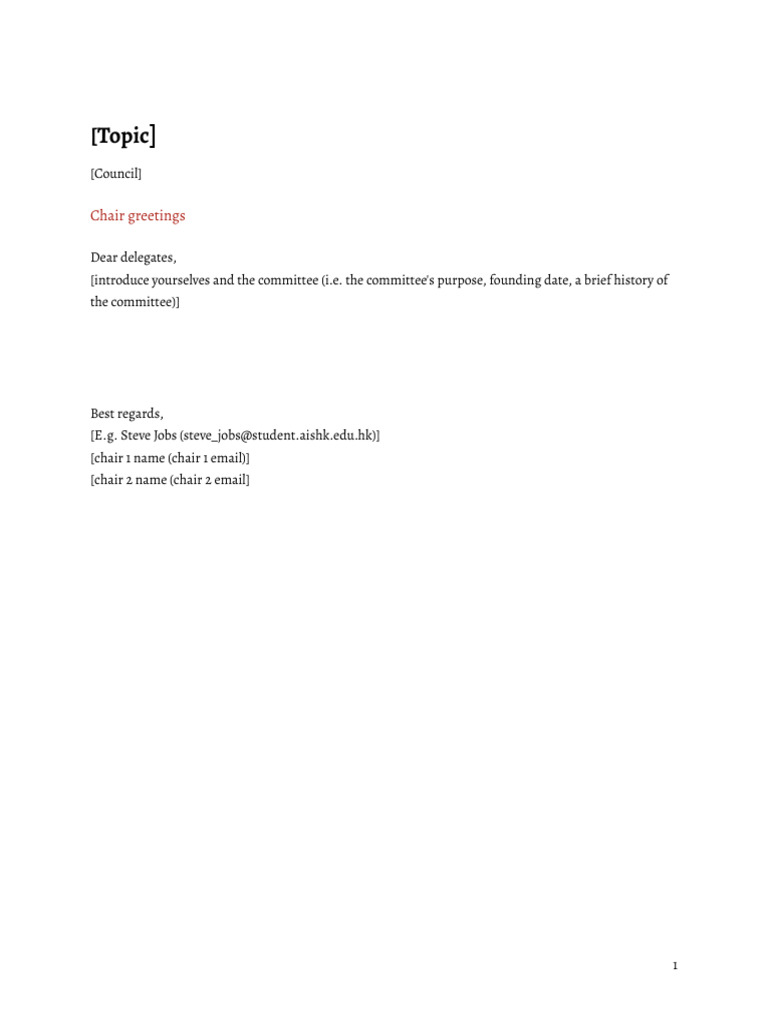 DISEC Chair Report Template | PDF