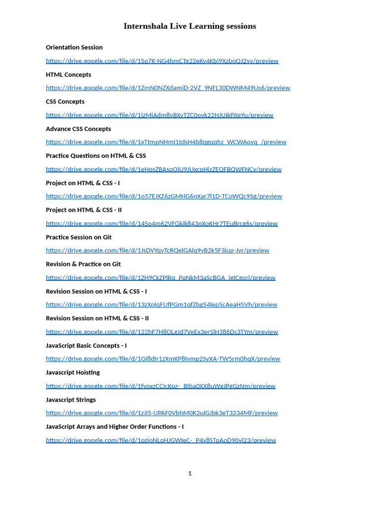 Internshala_Live_Learning_sessions | PDF | Java Script | Computer Programming