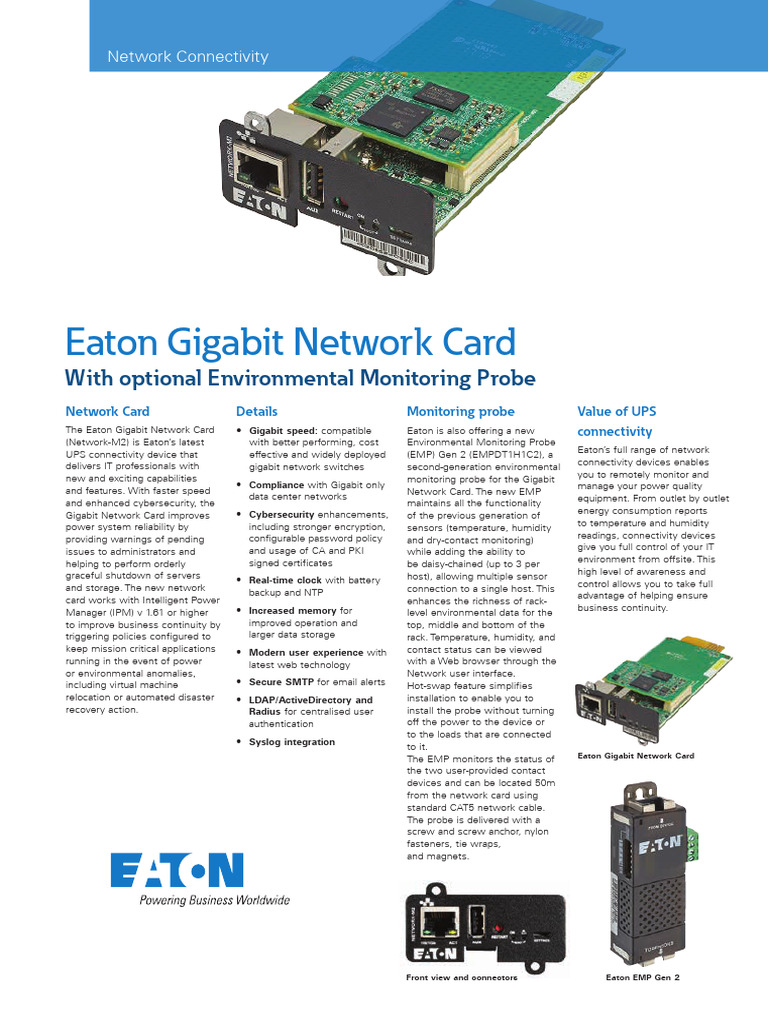 UPS_eaton_network_gigabit_card_datasheet_lr | PDF | Computer Network ...
