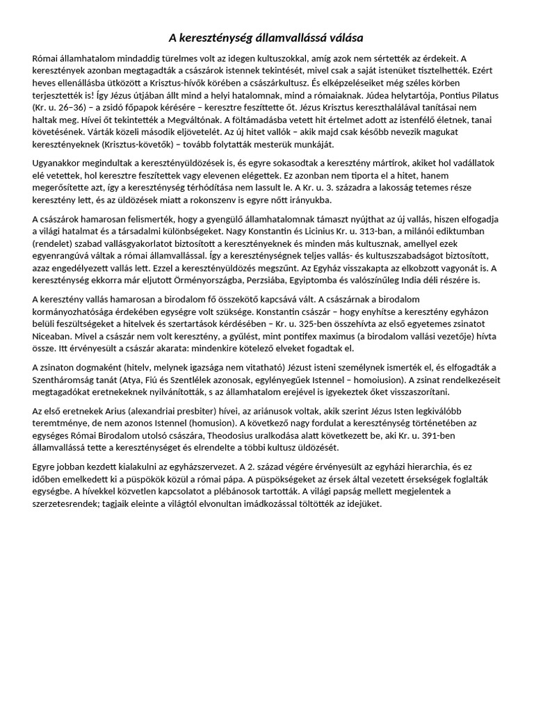 A Kereszténység Államvallássá Válása | PDF