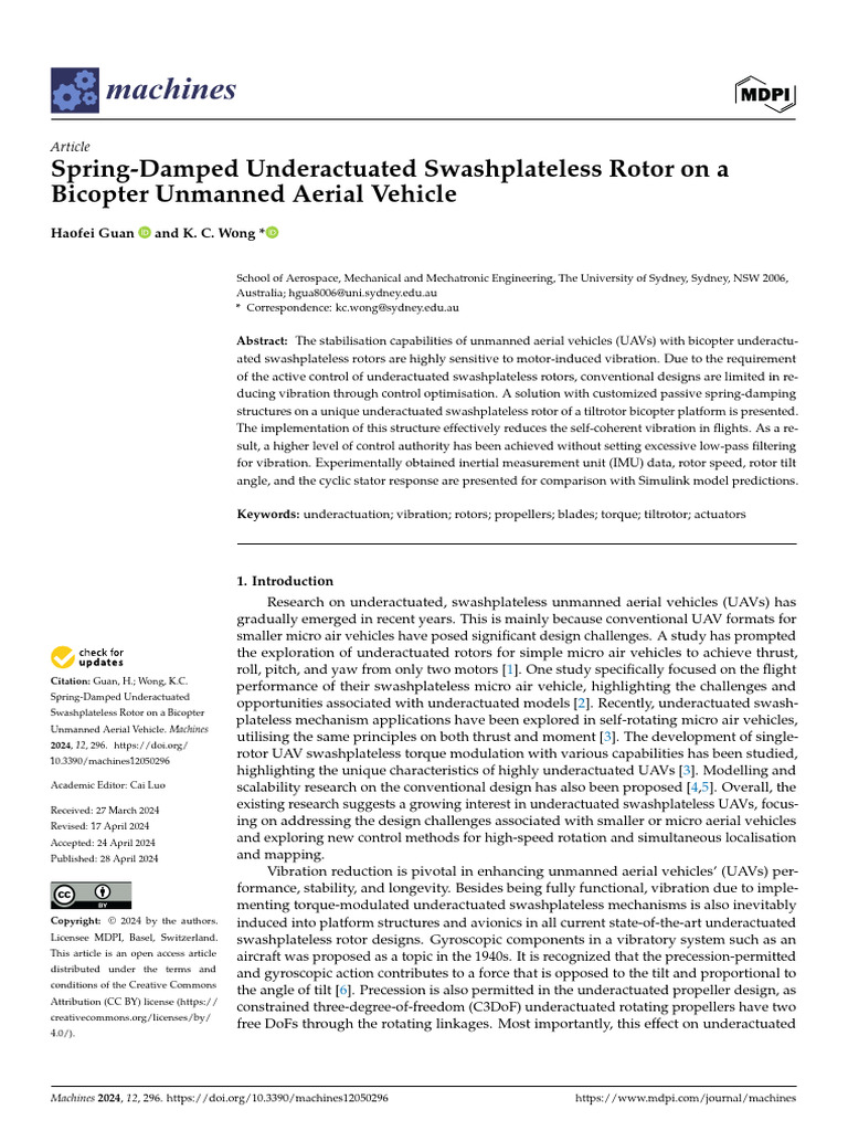 Spring-Damped Rotor for Bicopter UAV | PDF | Helicopter Rotor | Gyroscope