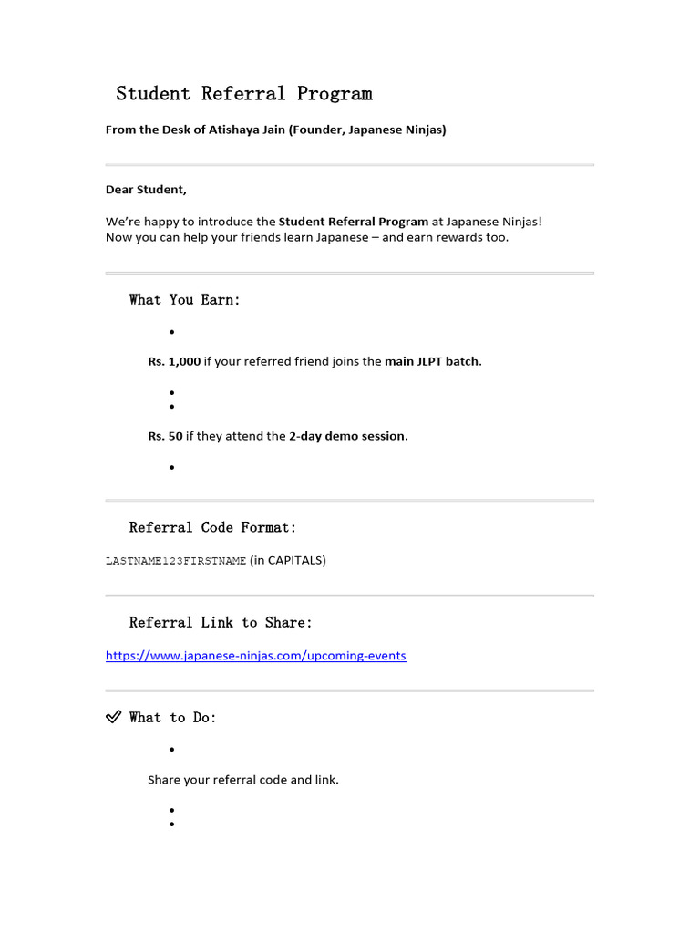 Student Referral Program | PDF
