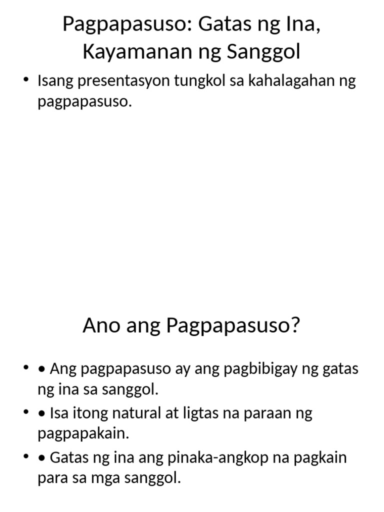 Pagpapasuso Presentation Tagalog | PDF