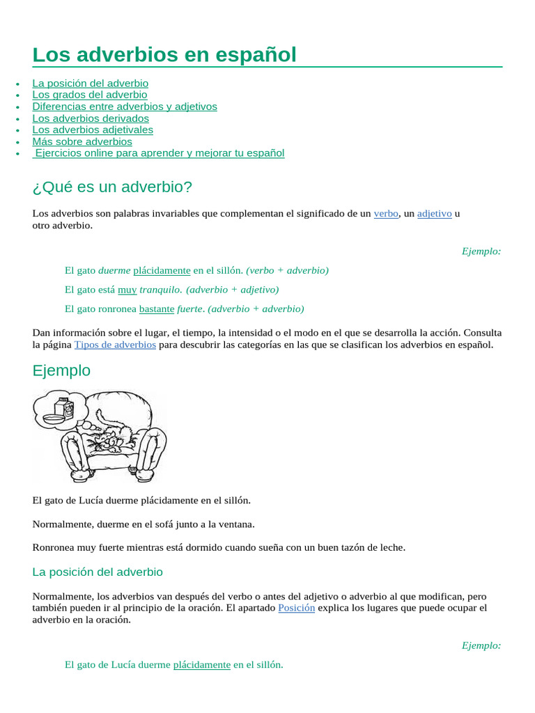 Los Adverbios en Español | PDF | Adverbio | Adjetivo