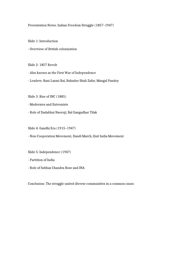 Indian Freedom Struggle Overview | PDF