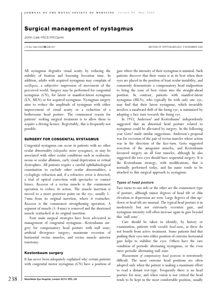 Tratamiento Nistagmo | PDF | Human Eye | Visual Acuity