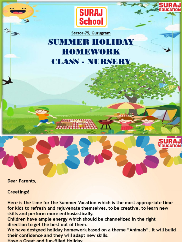 Nursery Holiday Homework | PDF | Paint | Paper