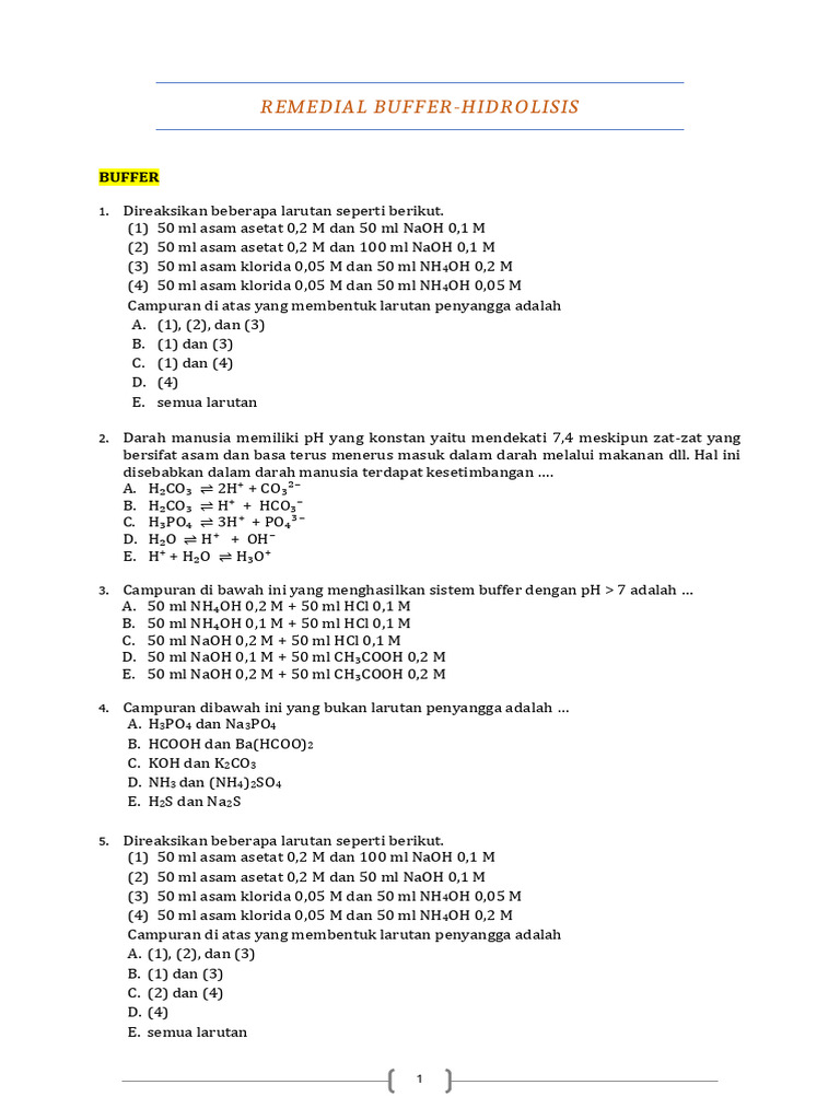 Remedial Hidrolisis Buffer | PDF