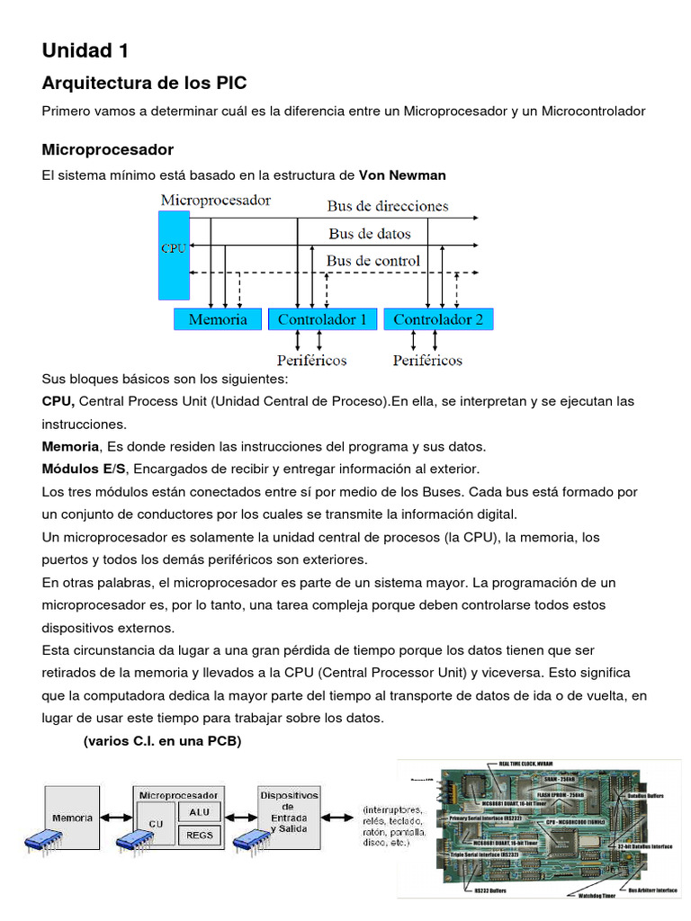 Unidad 1 Arquitectura Microcontroladores | PDF | Microcontrolador | Microprocesador
