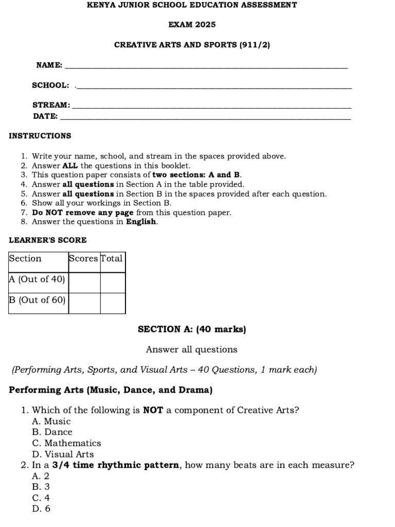 Grade 9 Creative Arts and Sports Homework | PDF | Dances | Rhythm