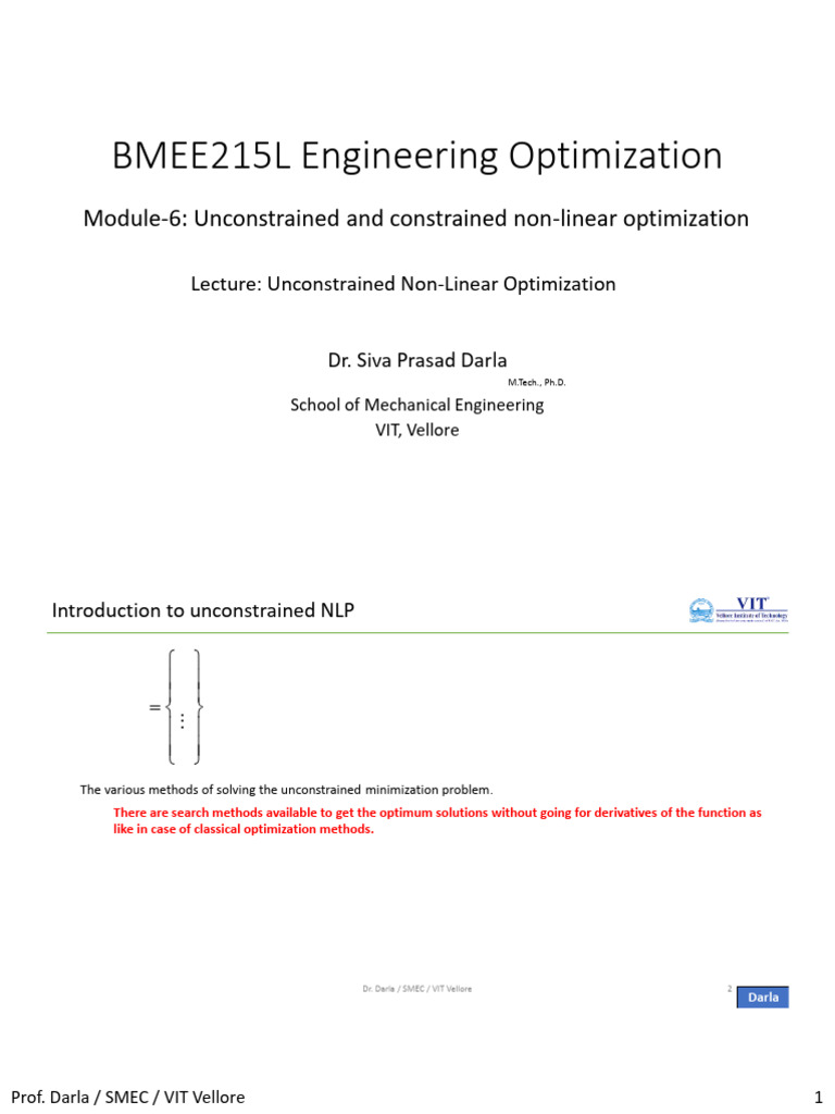Non-Linear Programming problems in Engineering Optimization course | PDF | Mathematical ...