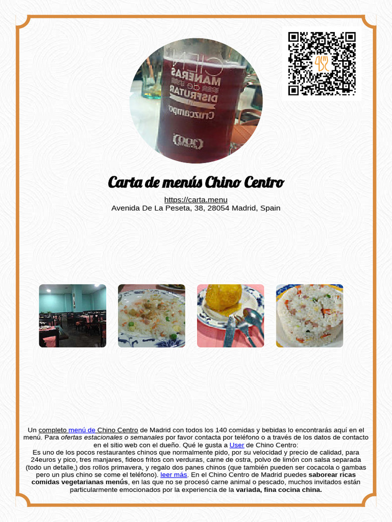 Menú Completo Chino Centro Madrid | PDF | Cocina china | Mariscos