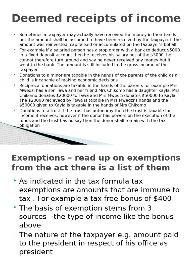 Deemed Receipts of Income | PDF | Tax Deduction | Taxes