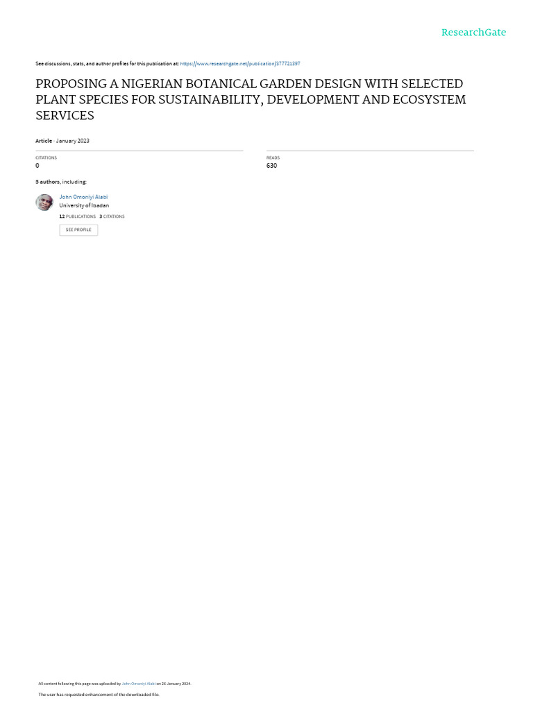 Proposing A Nigerian Botanical Garden Design | PDF | Gardens | Forests