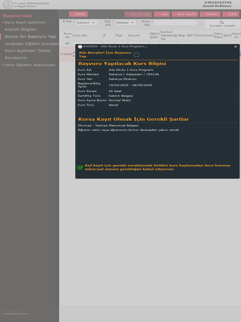 Kurum İşlemleri Kurum İşlemleri Başvurulacak Kurslar | PDF