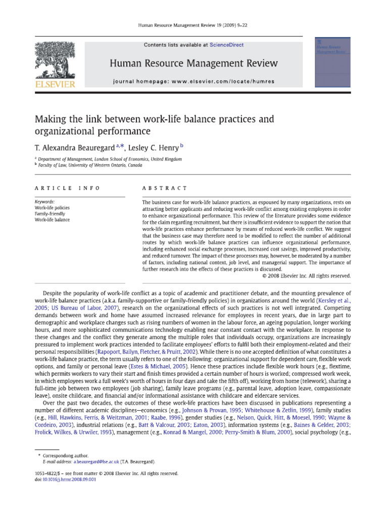 Making The Link Between Work-Life Balance Practices and | PDF