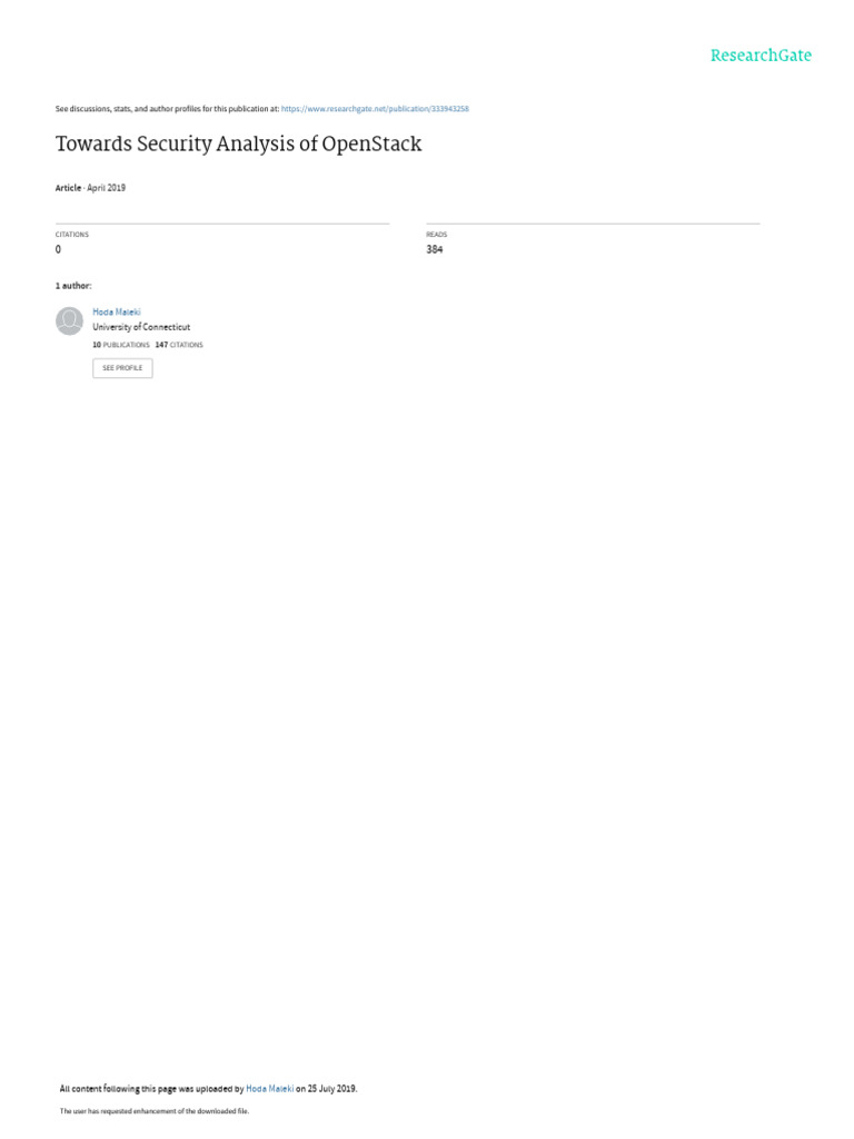 Towards Security Analysis of Open Stack | PDF | Open Stack | Computer Security