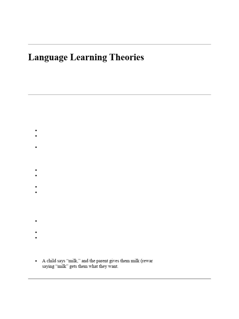 Language Learning Theories | PDF | Second Language Acquisition ...
