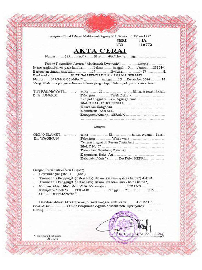 Akte Cerai - PDF | PDF