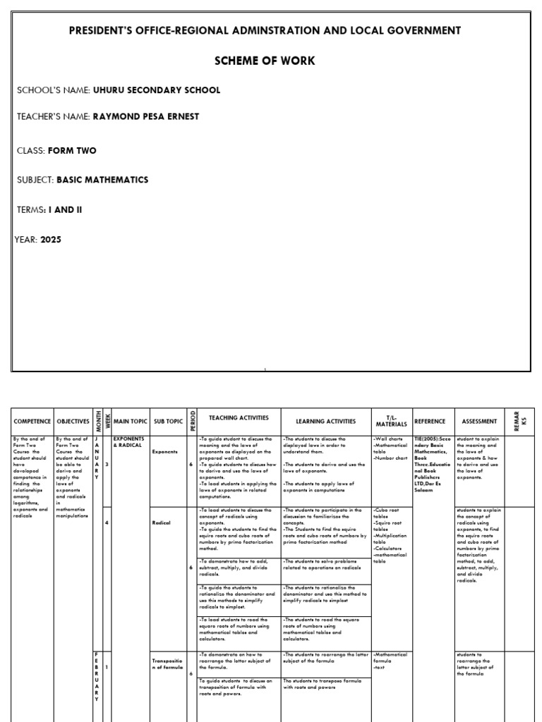 Scheme-Math-Form 2 New - 094210 | PDF | Trigonometry | Quadratic Equation