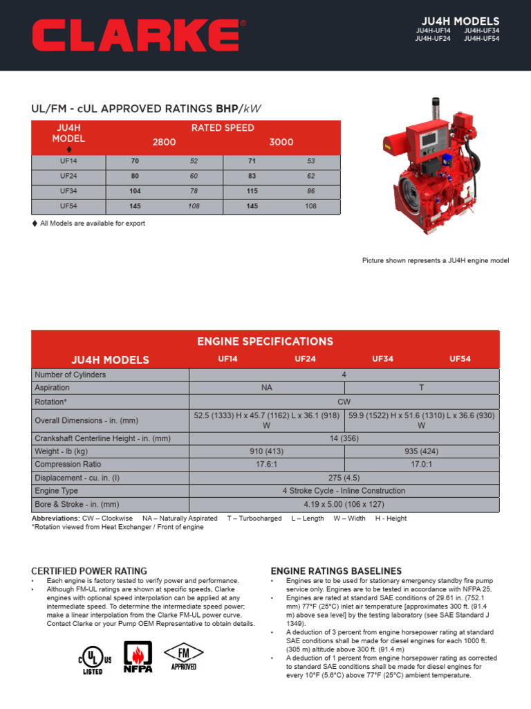 Ju4h Specification Sheet - c138469 | PDF | Horsepower | Engines