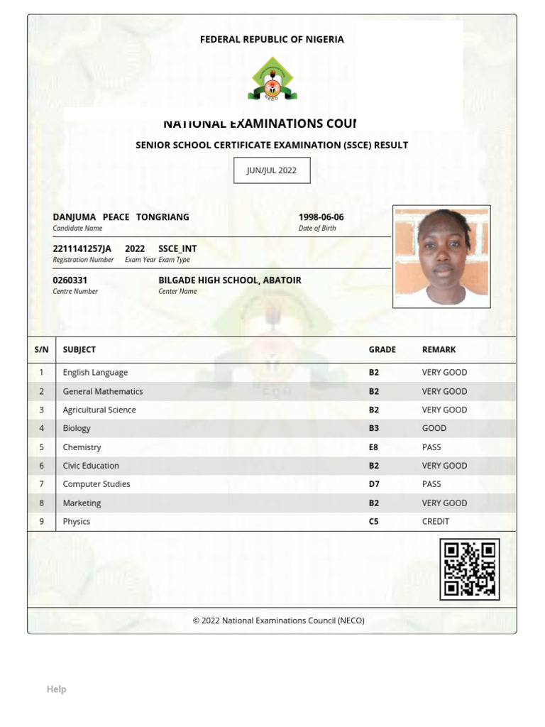 Final Updated NECO Result | PDF