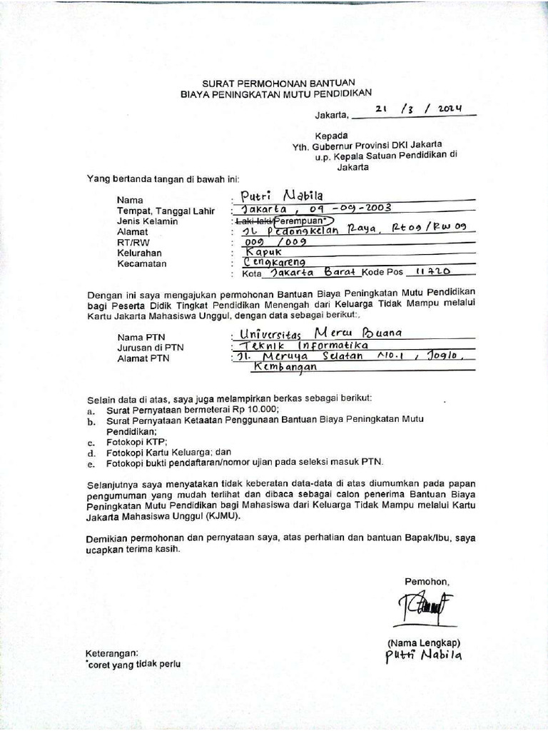 KJMU Surat Permohonan Bansos 25 - Compressed | PDF