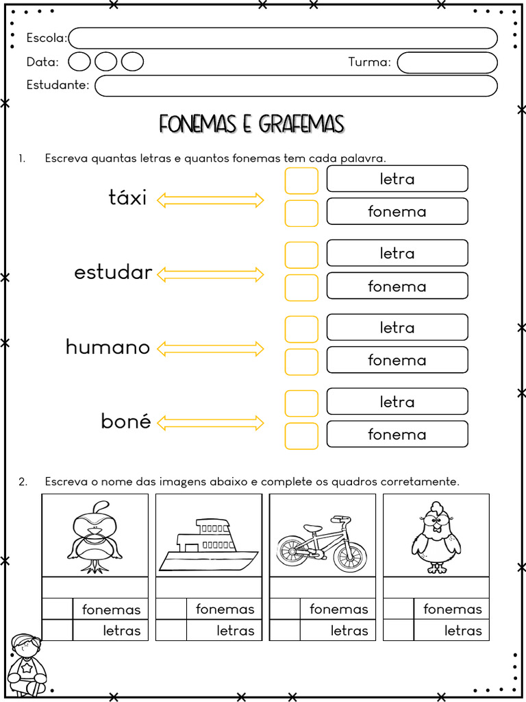 Atividades sobre Fonemas e Grafemas 4º Ano | PDF | Fonema | Propriedade ...