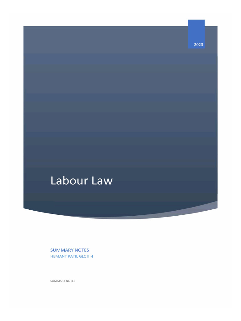 Labour Law Notes - WIP | PDF
