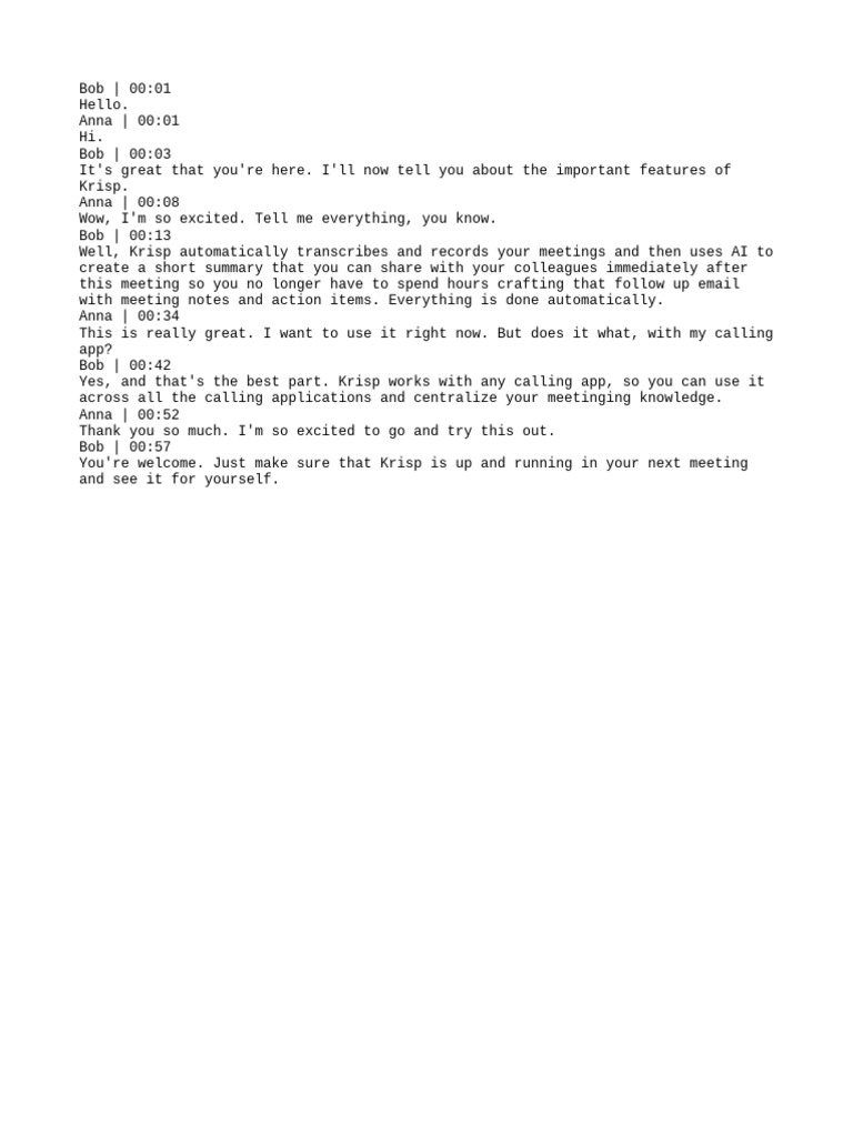 Hey ? Let's Get Started With Krisp! Transcript | PDF