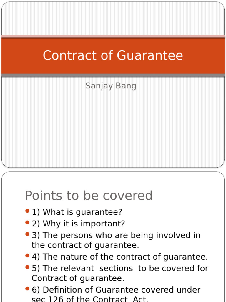 Understanding the Contract of Guarantee | PDF | Guarantee | Surety
