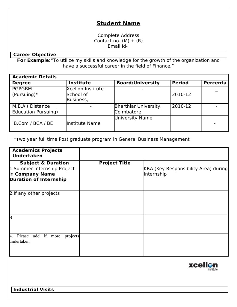 Fresher Diploma Resume Template | PDF